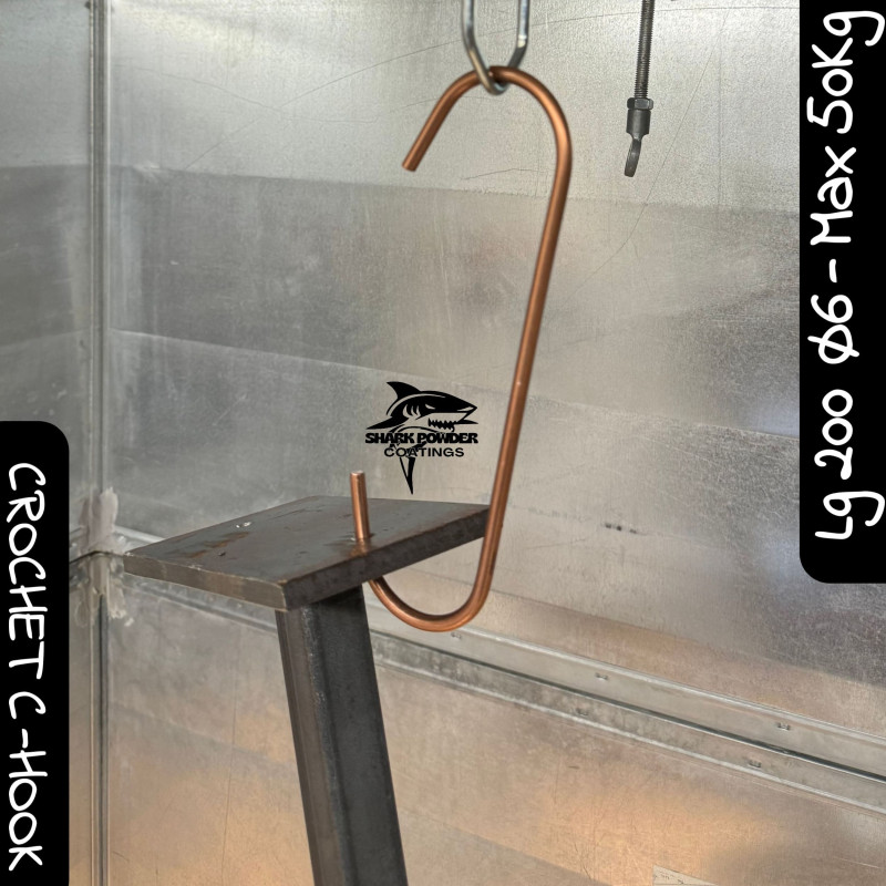 Pack of 10 large opening C hooks for powder coating 200mm Ø6mm 50kg ...